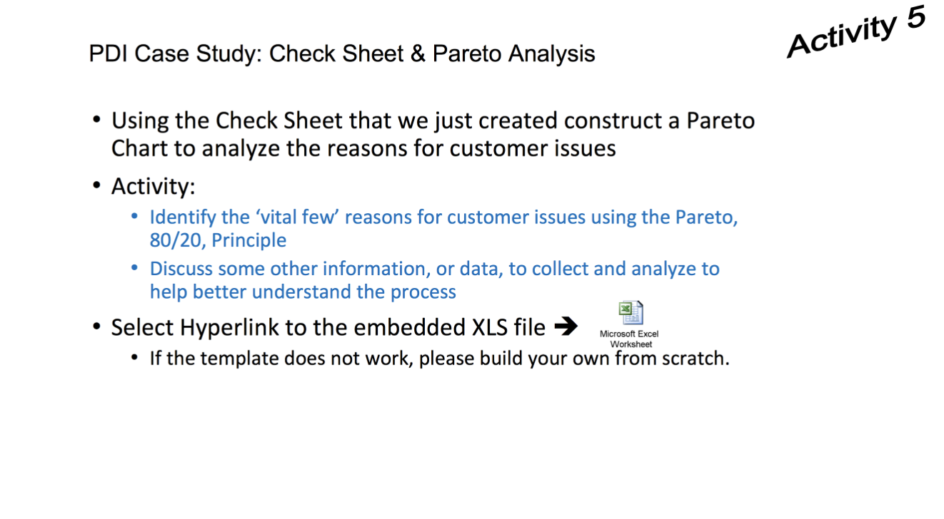 PDI Case Study: Check Sheet & Pareto Analysis | Chegg.com