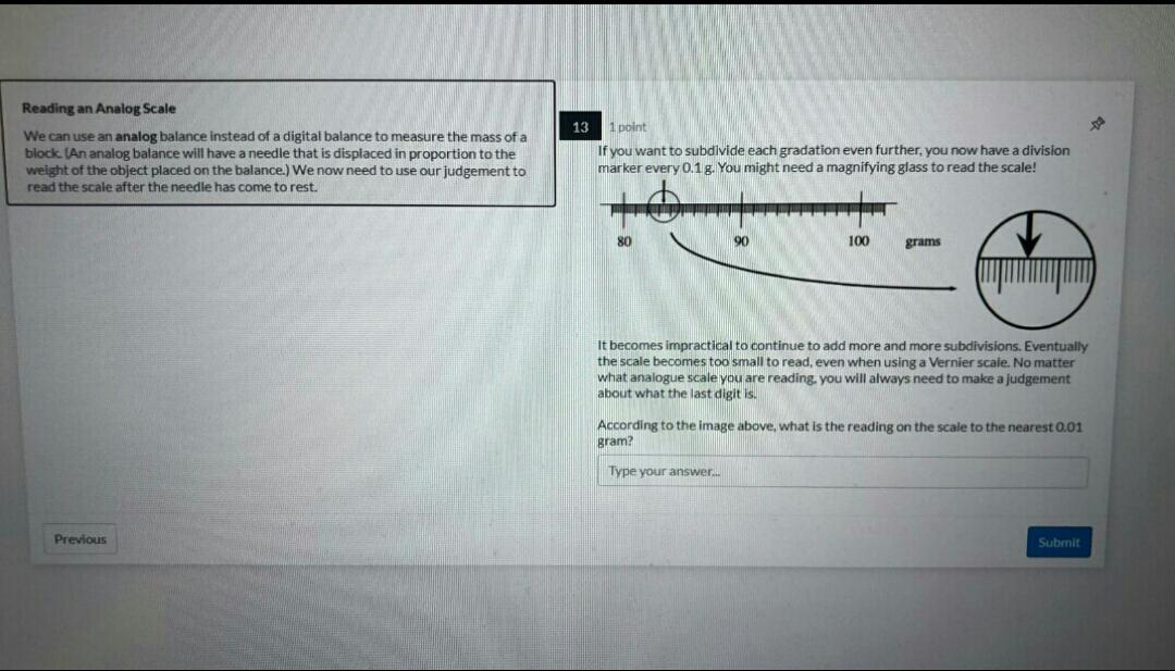 Solved Reading an Analog Scale We can use an analog balance | Chegg.com