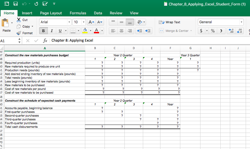 Solved Chapter 8 Applying Excel_Student Form (1) Insert Page | Chegg.com
