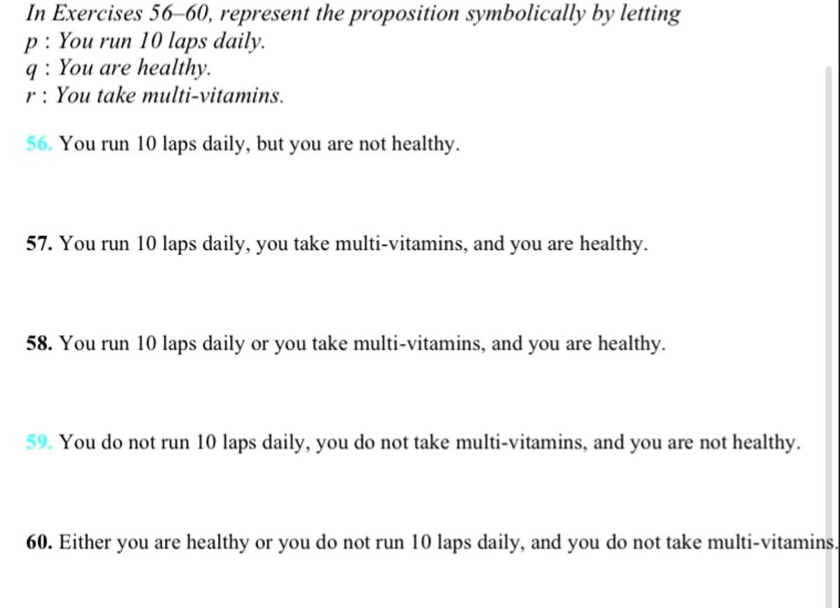 Solved In Exercises 56-60, represent the proposition | Chegg.com