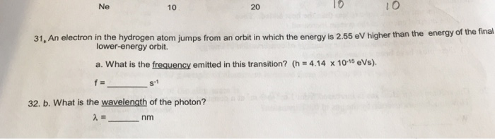 Solved An Electron In The Hydrogen Atom Jumps From An Orbit