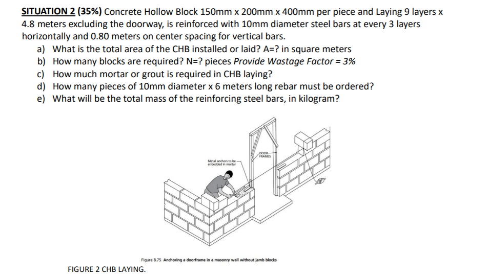 Solved SITUATION 2 (35%) Concrete Hollow Block 150mm x 200mm | Chegg.com