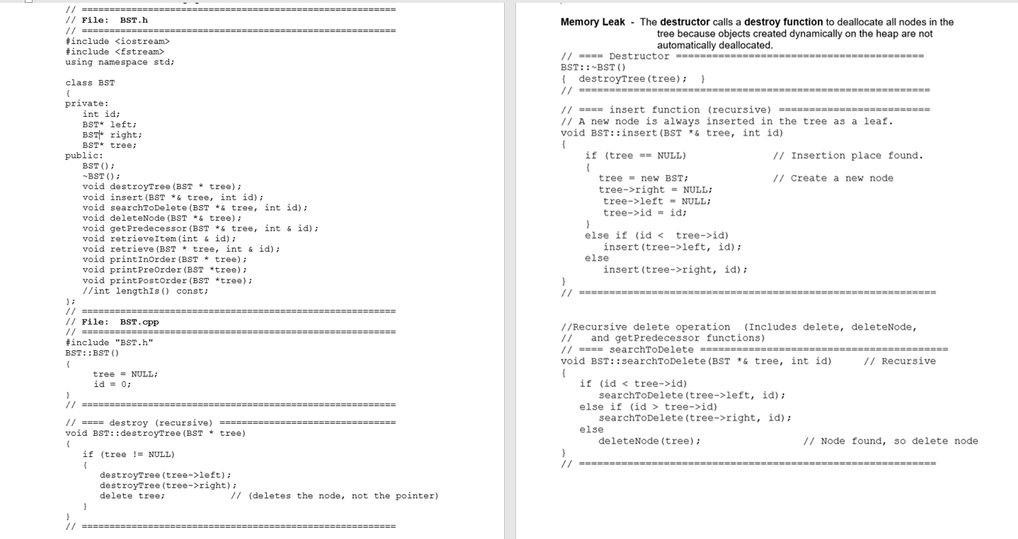 Solved // File: BST.h #include #include using namespace | Chegg.com