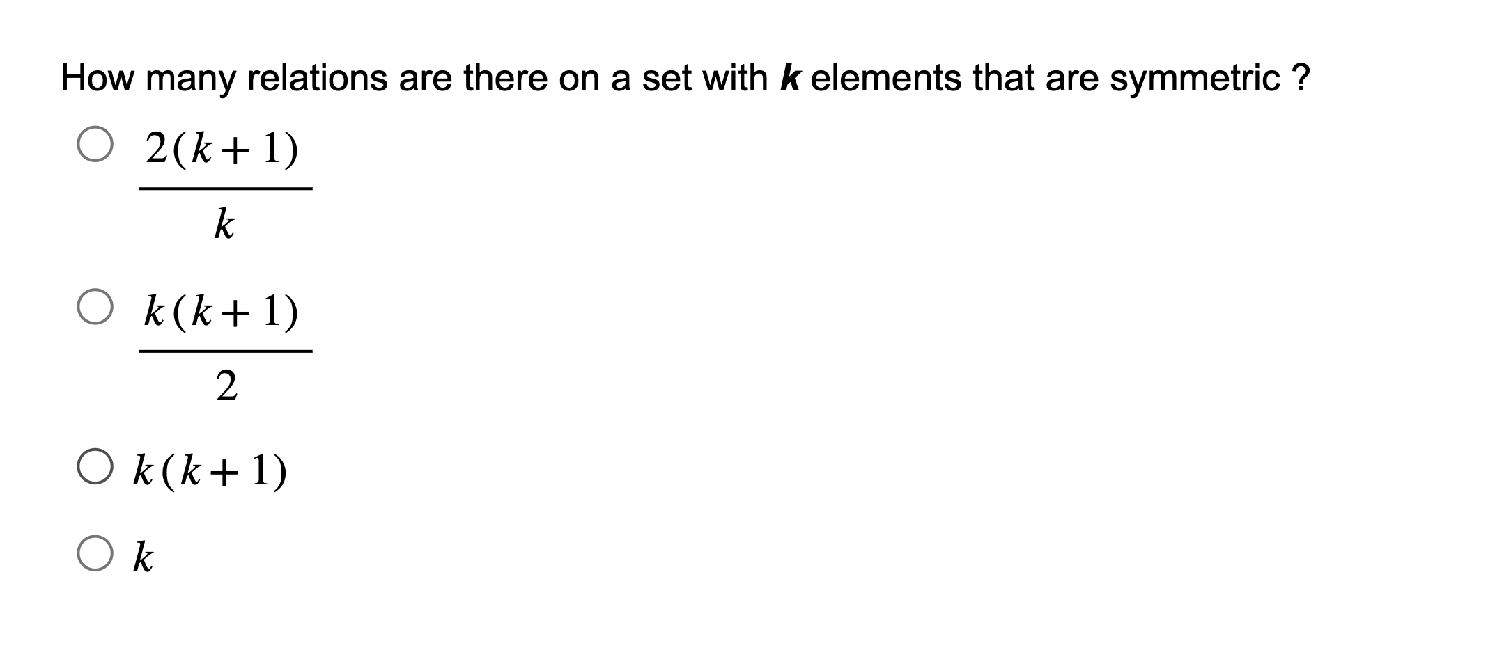 Solved How many relations are there on a set with k elements | Chegg.com