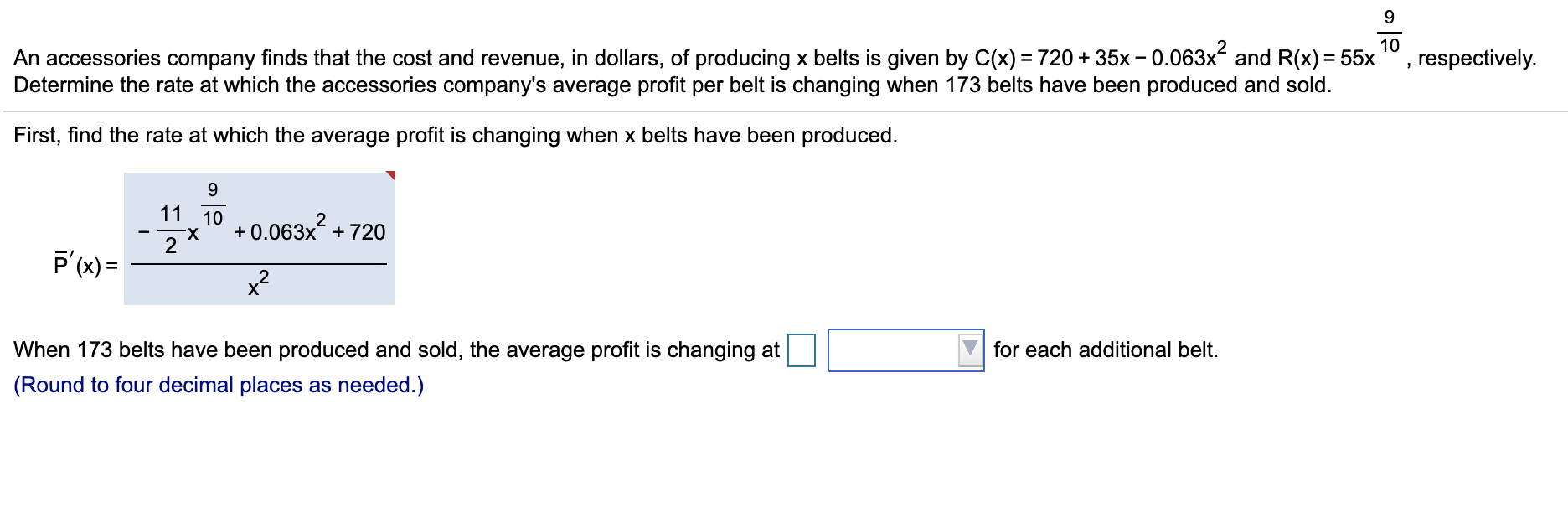 Solved 9 10 An accessories company finds that the cost and | Chegg.com