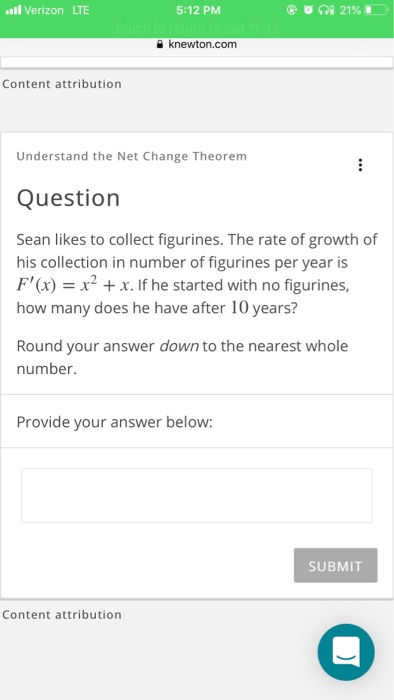 Solved Verizon LTE 5:12 PM 2 knewton.com Content attribution | Chegg.com