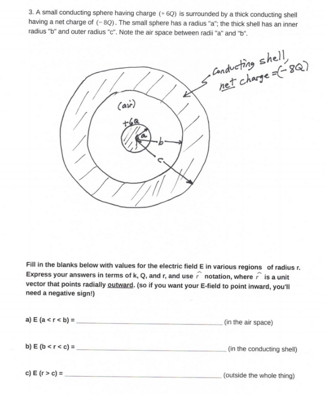 Solved 3. A small conducting sphere having charge (+6Q) is | Chegg.com