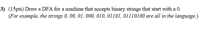 Solved (15pts) Draw a DFA for a machine that accepts binary | Chegg.com