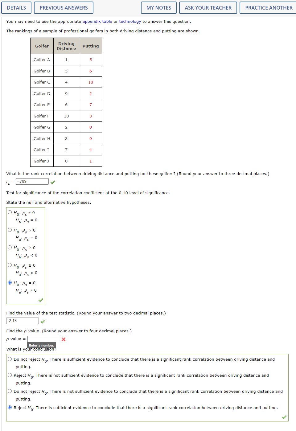Solved What steps are taken to find the p-value for | Chegg.com