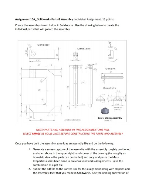 Solved Assignment 10A Solidworks Parts & Assembly | Chegg.com