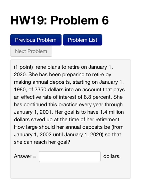 Solved HW19: Problem 6 Previous Problem Problem List Next | Chegg.com