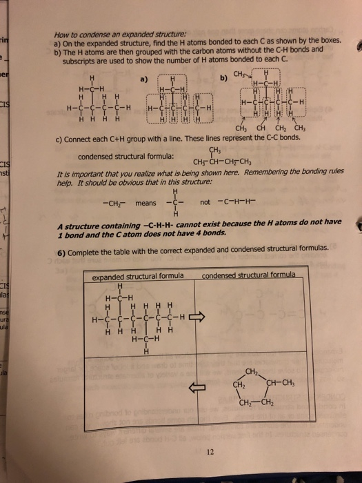 Solved How to condense an expanded structure a) On the | Chegg.com