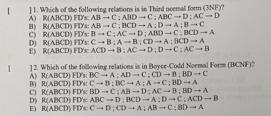 Solved ]1. Which of the following relations is in Third | Chegg.com