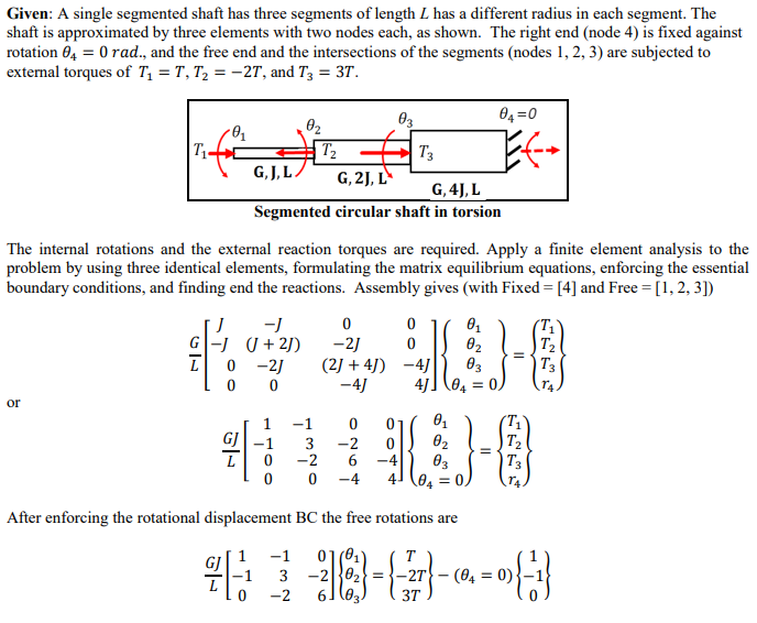 Solved Given: A single segmented shaft has three segments of | Chegg.com