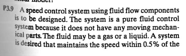 Solved P3.9 A speed control system using fluid flow | Chegg.com