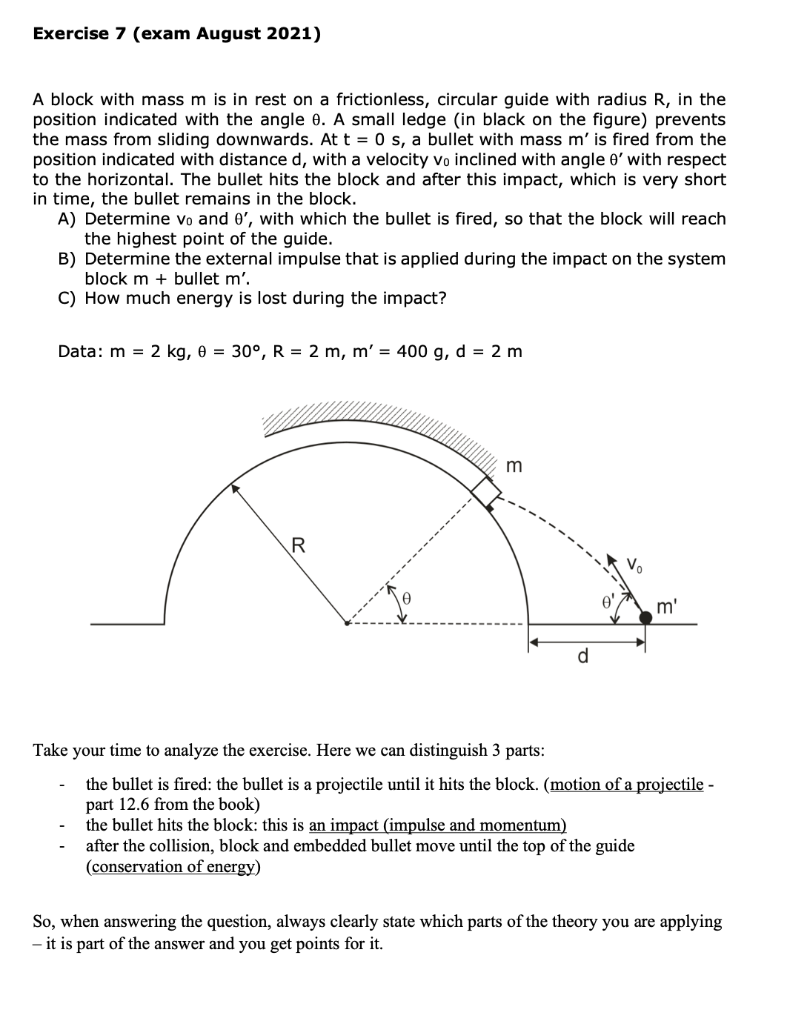 Solved A block with mass m is in rest on a frictionless, | Chegg.com