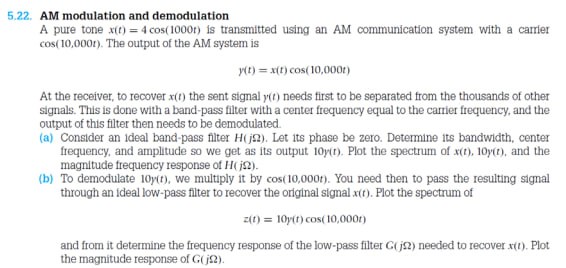 Solved 5.22. AM modulation and demodulation A pure tone | Chegg.com