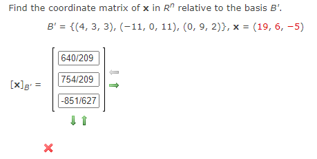 Solved Find the coordinate matrix of x in Rn relative to the | Chegg.com