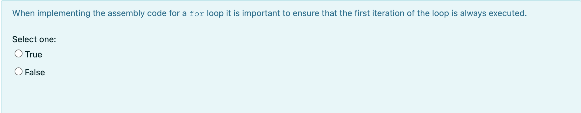 Solved When implementing the assembly code for a for loop it | Chegg.com
