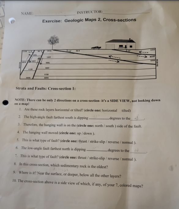 Solved Exercise: Geologic Maps 2, Cross-sections Strata and | Chegg.com