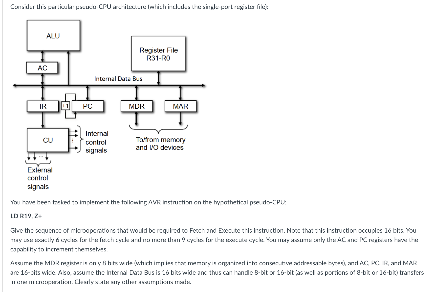 Consider this particular pseudo-CPU architecture | Chegg.com