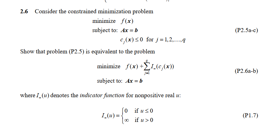 Solved 2. Consider the constrained minimization problem | Chegg.com