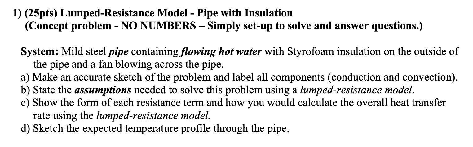 Solved 1) (25pts) Lumped-Resistance Model - Pipe with | Chegg.com