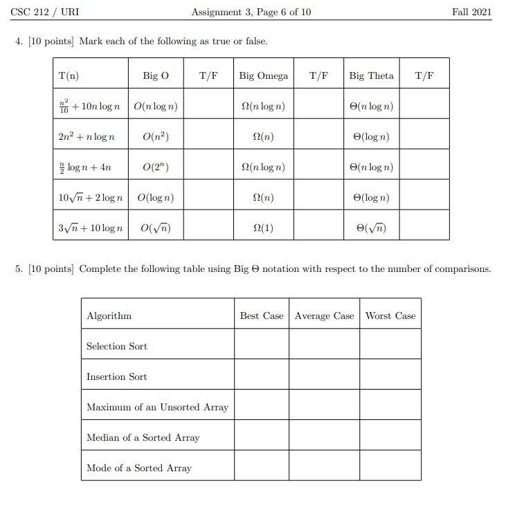 Solved CSC 212 / URI Assignment 3, Page 6 of 10 Fall 2021 4. | Chegg.com Solved CSC 212 / URI Assignment 3, Page 6 of 10 Fall 2021 4. | Chegg.com