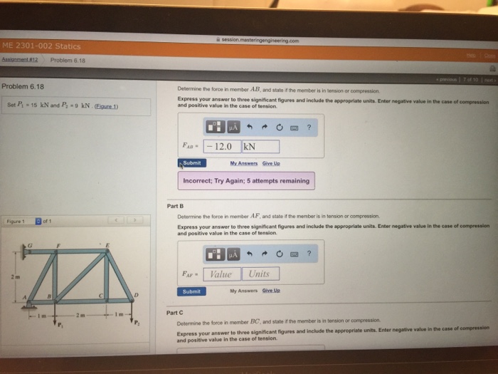 Solved ME 2301-002 Statics Problem 6.18 Set Ph 15 kN and Pe | Chegg.com Solved ME 2301-002 Statics Problem 6.18 Set Ph 15 kN and Pe | Chegg.com