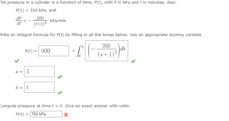 Solved The pressure in a cylinder is a function of time, | Chegg.com