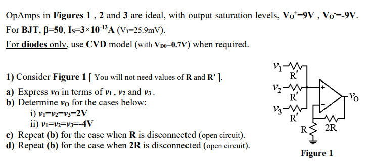 Solved OpAmps in Figures 1,2 and 3 are ideal, with output | Chegg.com