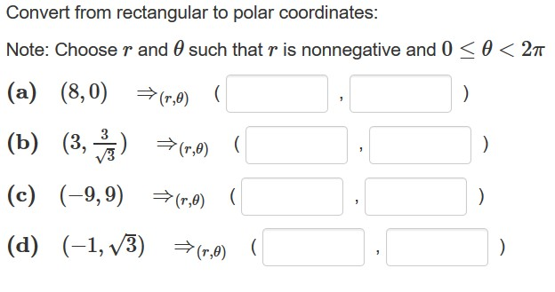 Solved 1)Convert from rectangular to polar | Chegg.com