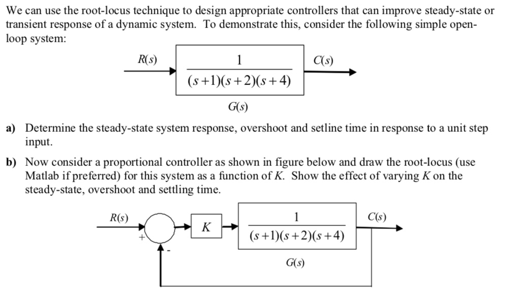 Solved We can use the root-locus technique to design | Chegg.com