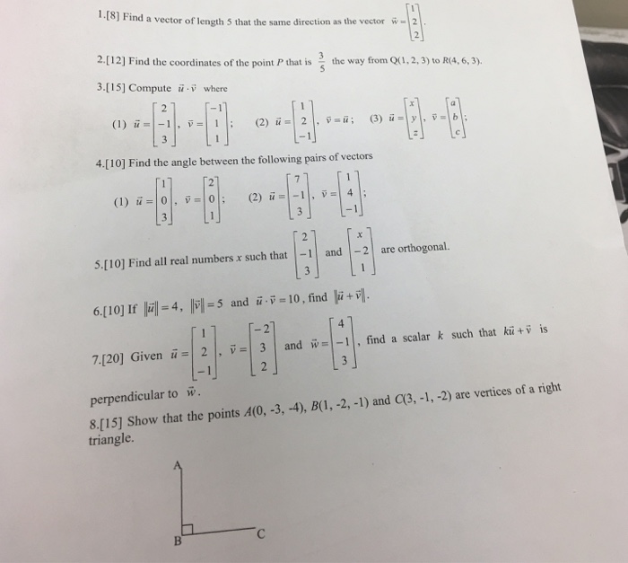 Solved Find a vector of length 5 that the same direction as | Chegg.com