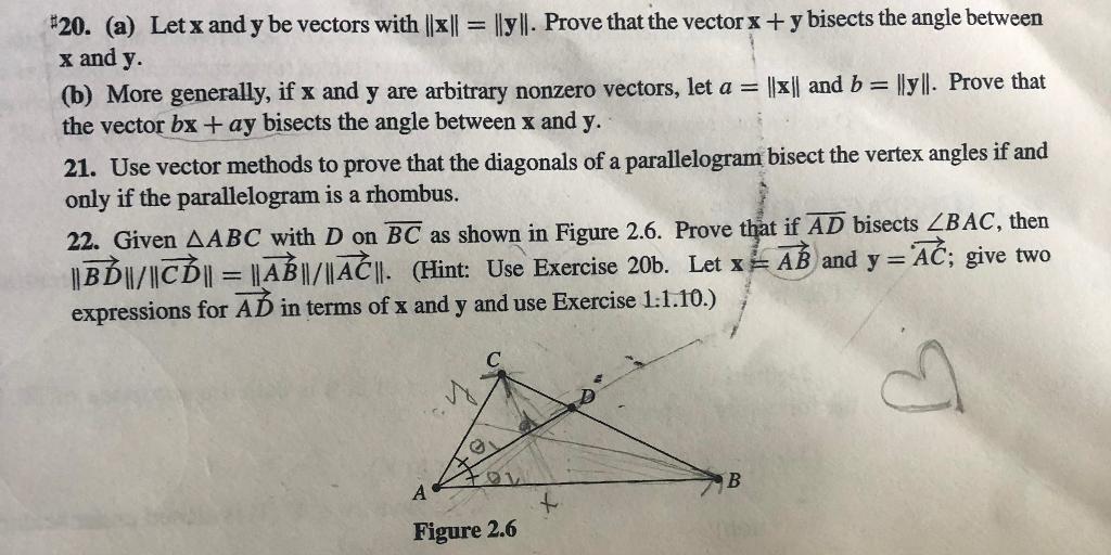 Solved Proof of the Angle Bisector Theorem using vector | Chegg.com