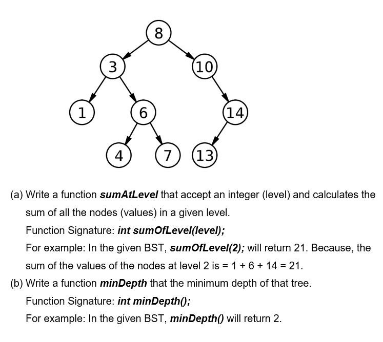 Solved (a) Write a function sumAtLevel that accept an | Chegg.com