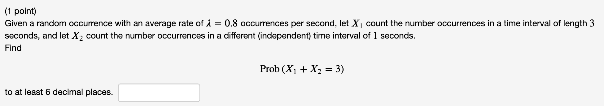Solved Given a random occurrence with an average rate of | Chegg.com