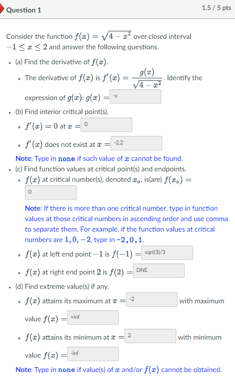 Solved Consider the function f(x)=4−x2 over closed interval | Chegg.com
