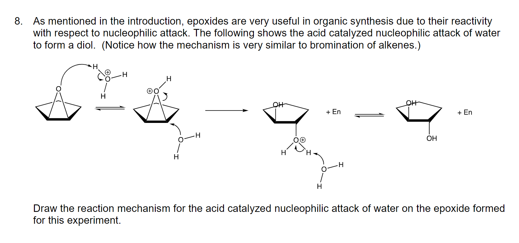 Solved Application 5. For this experiment, the epoxide | Chegg.com