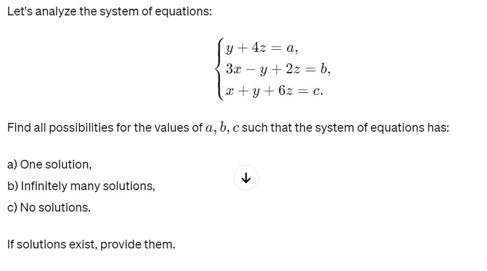 Solved Let's analyze the system of equations: | Chegg.com