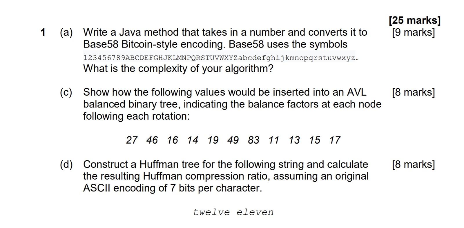 Solved [25 marks] [9 marks] 1 (a) Write a Java method that | Chegg.com