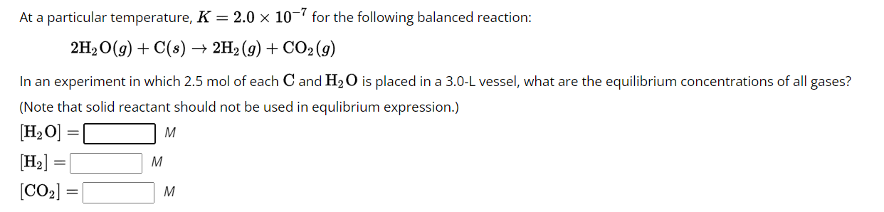 Solved At a particular temperature, K=2.0×10-7 ﻿for the | Chegg.com