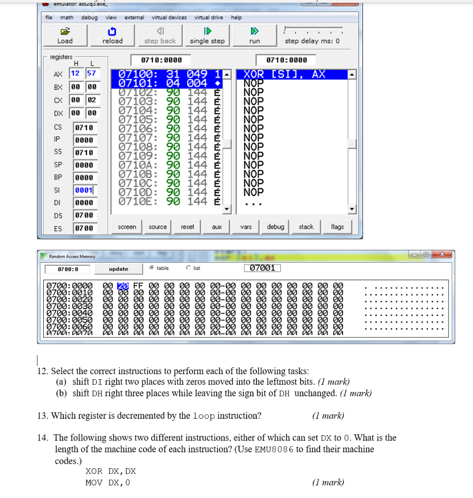 Solved emulator. asszqs.exe file math debug View external | Chegg.com