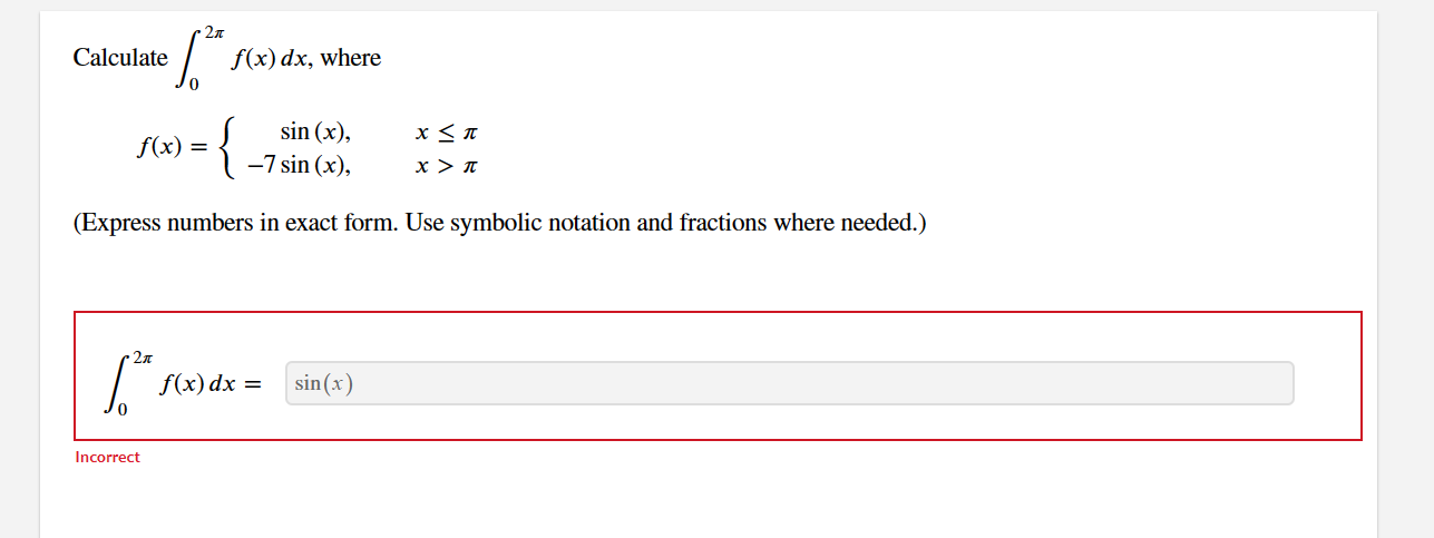 Solved Calculate ∫02πf(x)dx, | Chegg.com