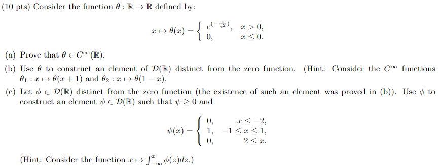 (10 pts) Consider the function : RR defined by: e), | Chegg.com