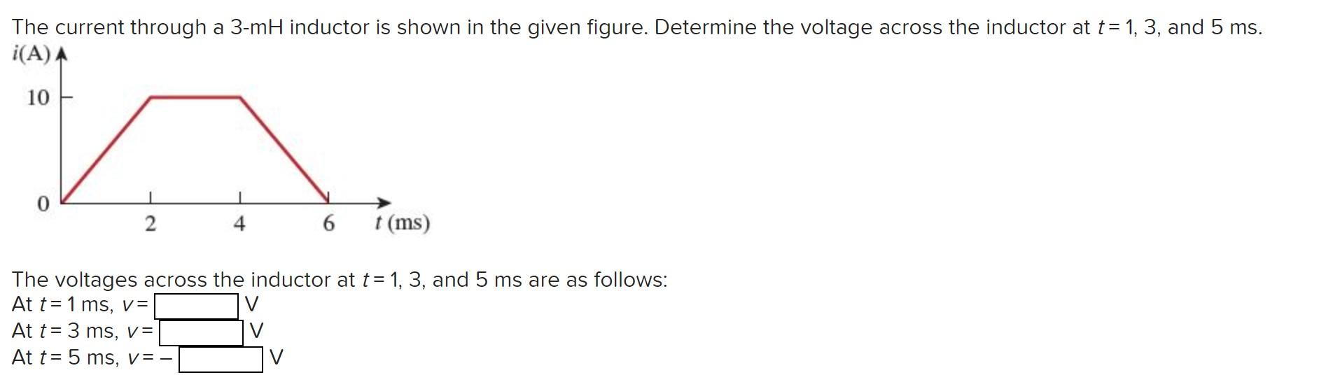 Solved The current through a 3-mH inductor is shown in the | Chegg.com