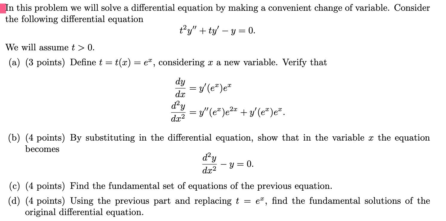 Solved In this problem we will solve a differential equation | Chegg.com