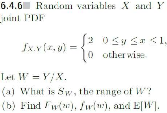 Solved 6.4.6 Random variables X and Y joint PDF fx,y(x, y) ) | Chegg.com