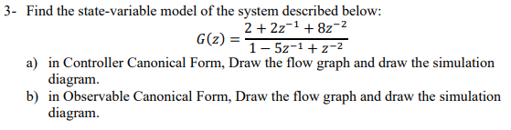 Solved Find the state-variable model of the system described | Chegg.com
