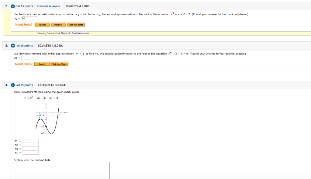 Solved 2. 0/0.15 points Previous Answers CalcET8 4.8.009. + | Chegg.com